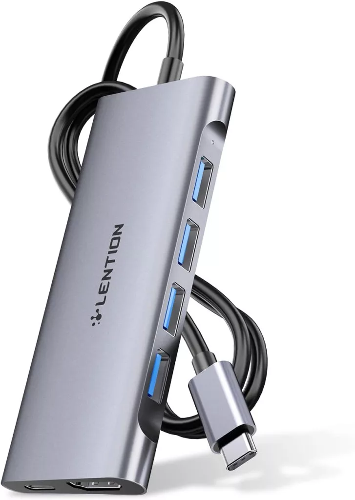 LENTION Hub USB-C cu cablu de 1m - 4K HDMI, 4 USB 3.0, Încăr