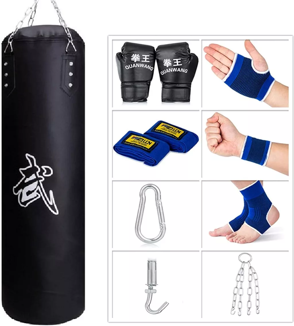 Set sac de box Sfeexun cu sac de antrenament, mănuși, lanț ș