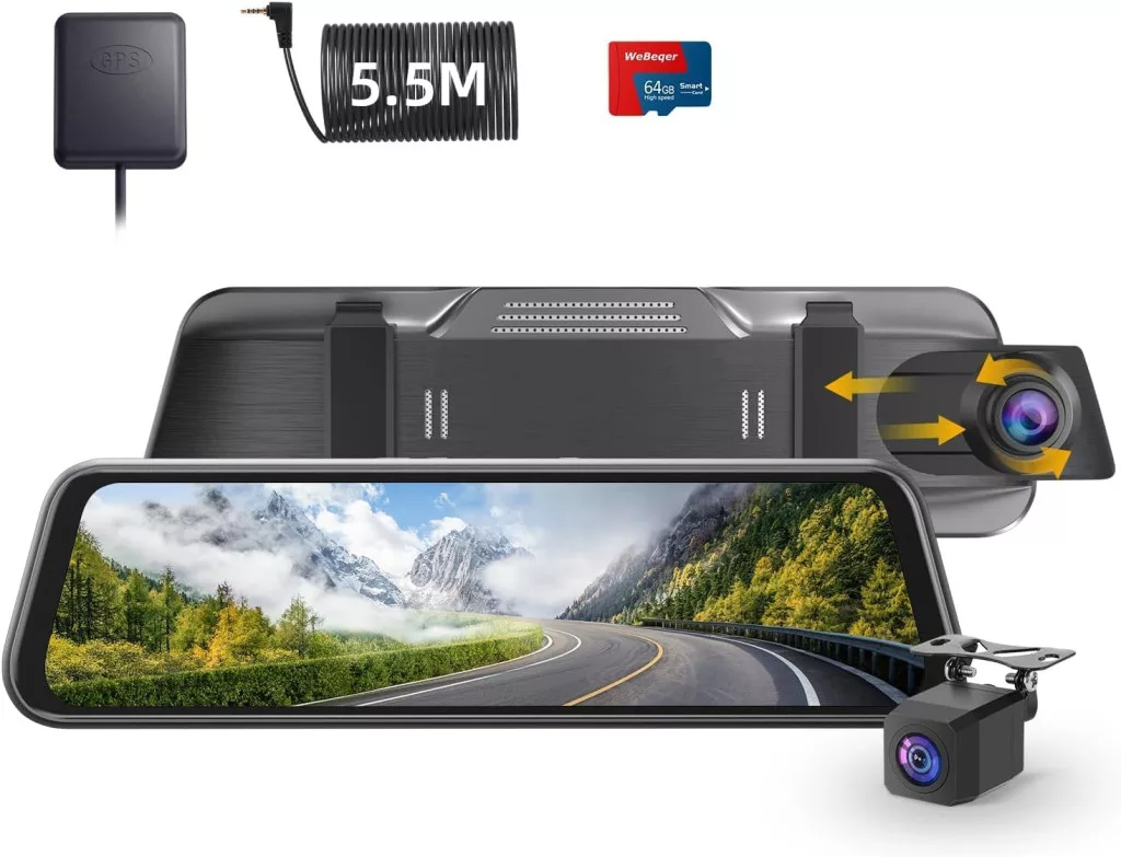 Cameră auto oglindă WeBeqer 4K cu ecran tactil IPS de 10&quo
