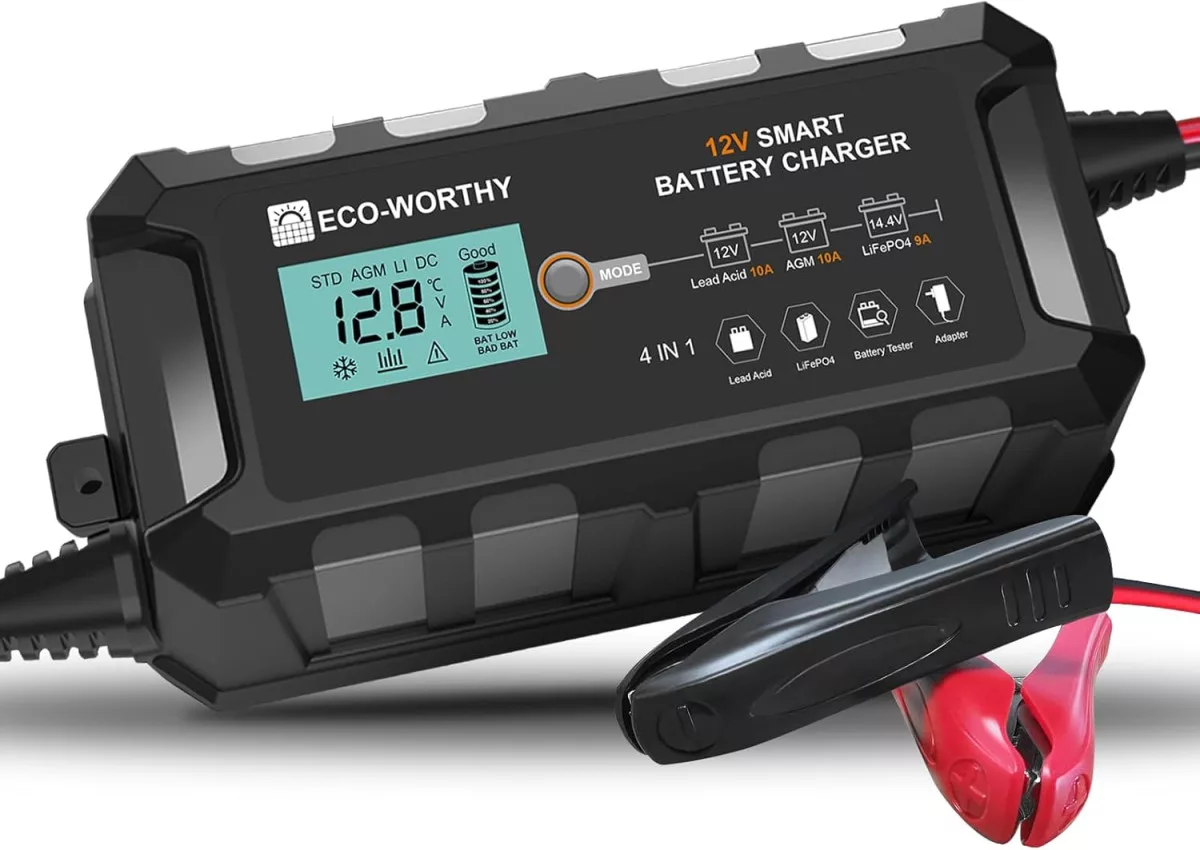 ECO-WORTHY 10A Akkumulátor Töltő 12V - LiFePO4 és Savas Akku