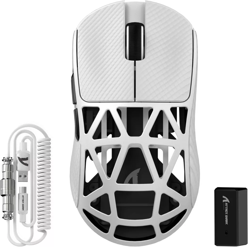ATTACK SHARK PRO Mouse de gaming Alb - Mouse profesional pen