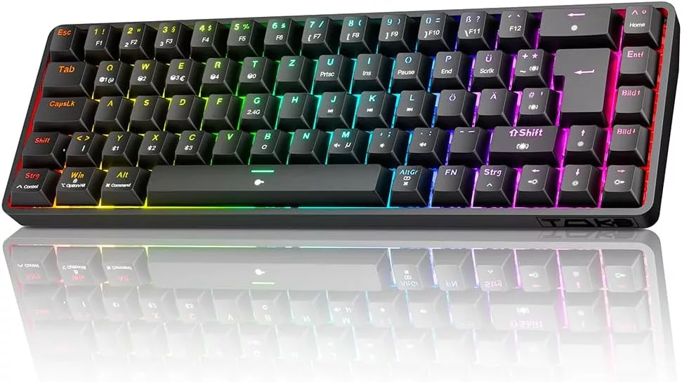 TMKB T68 Kompakt Gamer Billentyűzet, 60% Vezeték Nélküli Mec